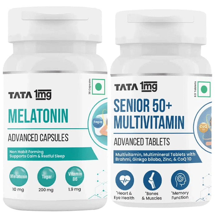 Buy Combo Pack of Tata 1mg Senior 50+ Multivitamin Advanced Tablets (60 ...