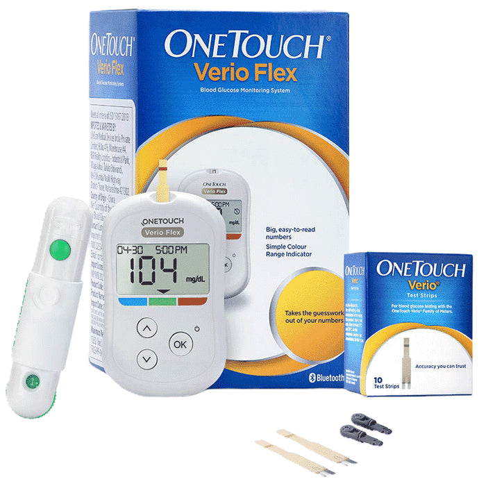 Buy OneTouch Verio Flex Glucometer (Box of 10 Test strips Free) | Blood ...