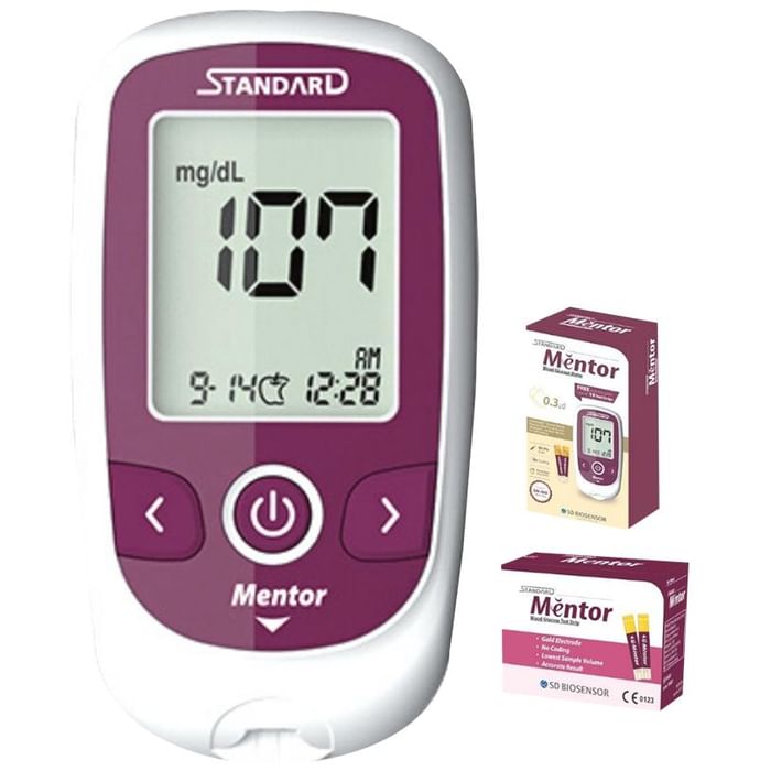 Buy Standard Combo Pack of Mentor Blood Glucometer & 60 Mentor Blood ...