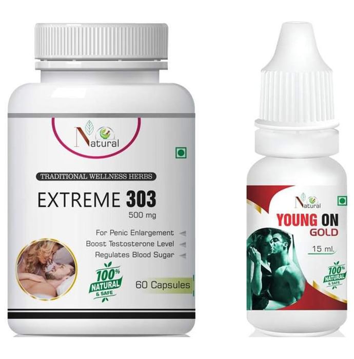 Buy Natural Combo Pack of Extreme 303, 500mg Capsule (60) & Young On ...